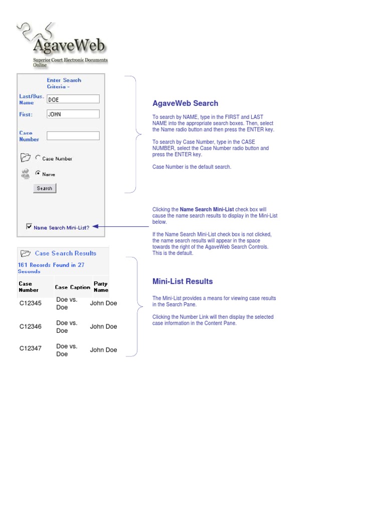 Agaveweb Search: C12345 Doe vs. Doe Doe vs. Doe Doe vs. Doe John Doe ...