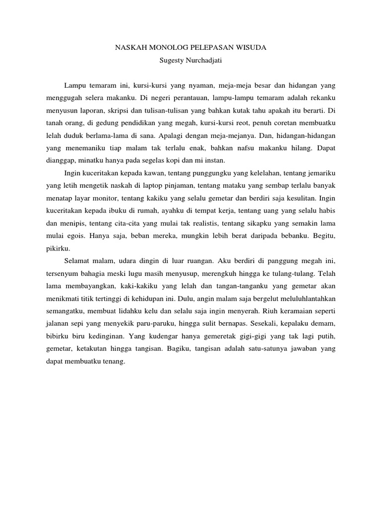 Naskah Monolog Pelepasan Wisuda | PDF