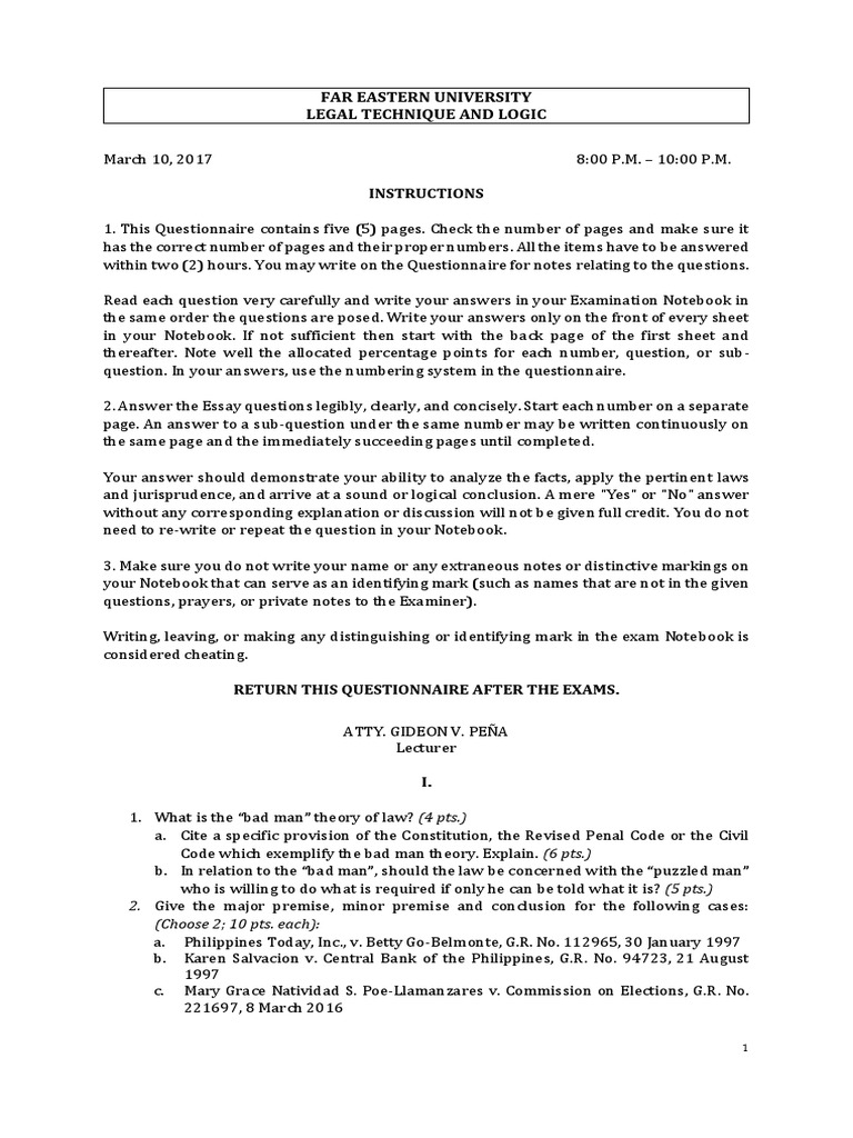 Law Exam: Legal Technique & Logic | PDF | Double Jeopardy | Acquittal