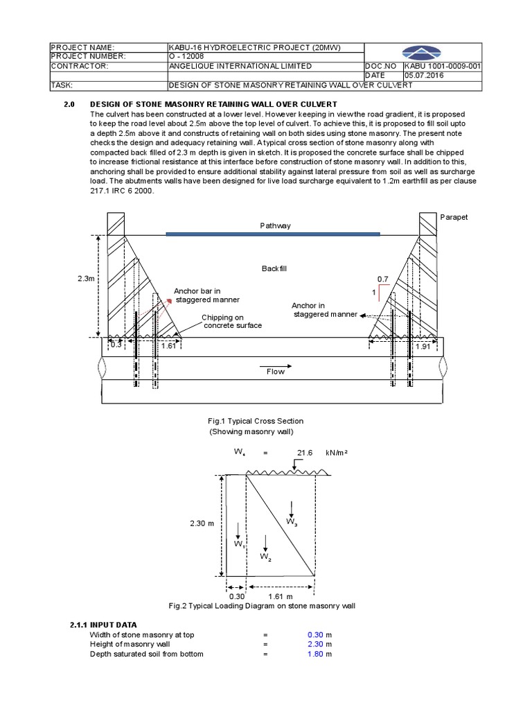 Stone Masonry Retaining Wall Design | PDF | Masonry | Mechanical ...