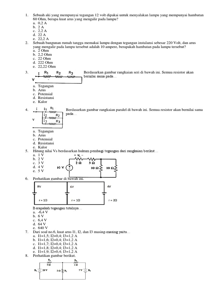 Soal Kelistrikan Kelas XI | PDF Soal Kelistrikan Kelas XI | PDF