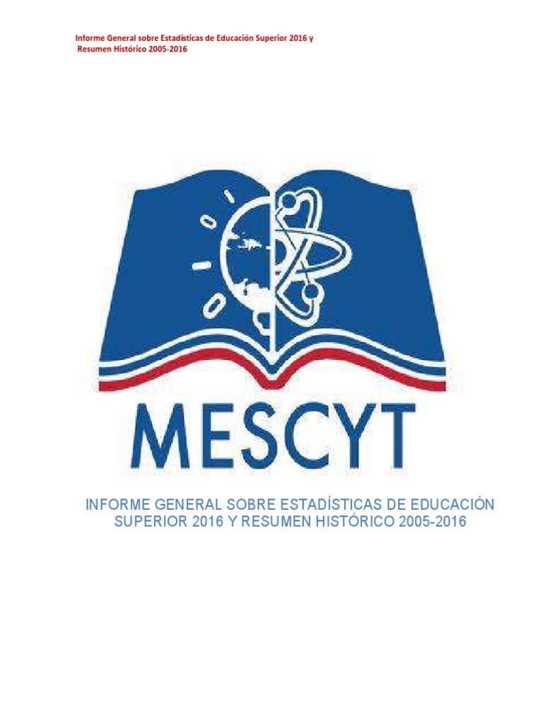 Mescyt Informe Estadístoca Universidades República Dominicana 2015-2016 ...