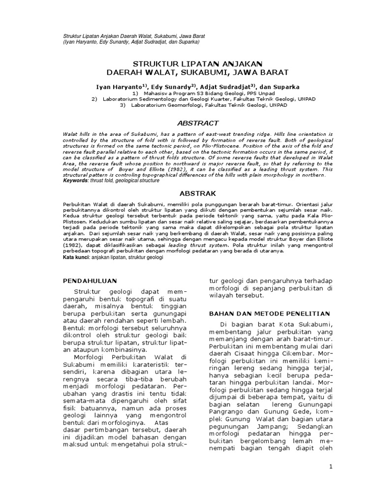 1 Struktur Lipatan Anjatan Daerah Walat Iyan Haryanto BSC Vol 09 No 1 Apri | PDF