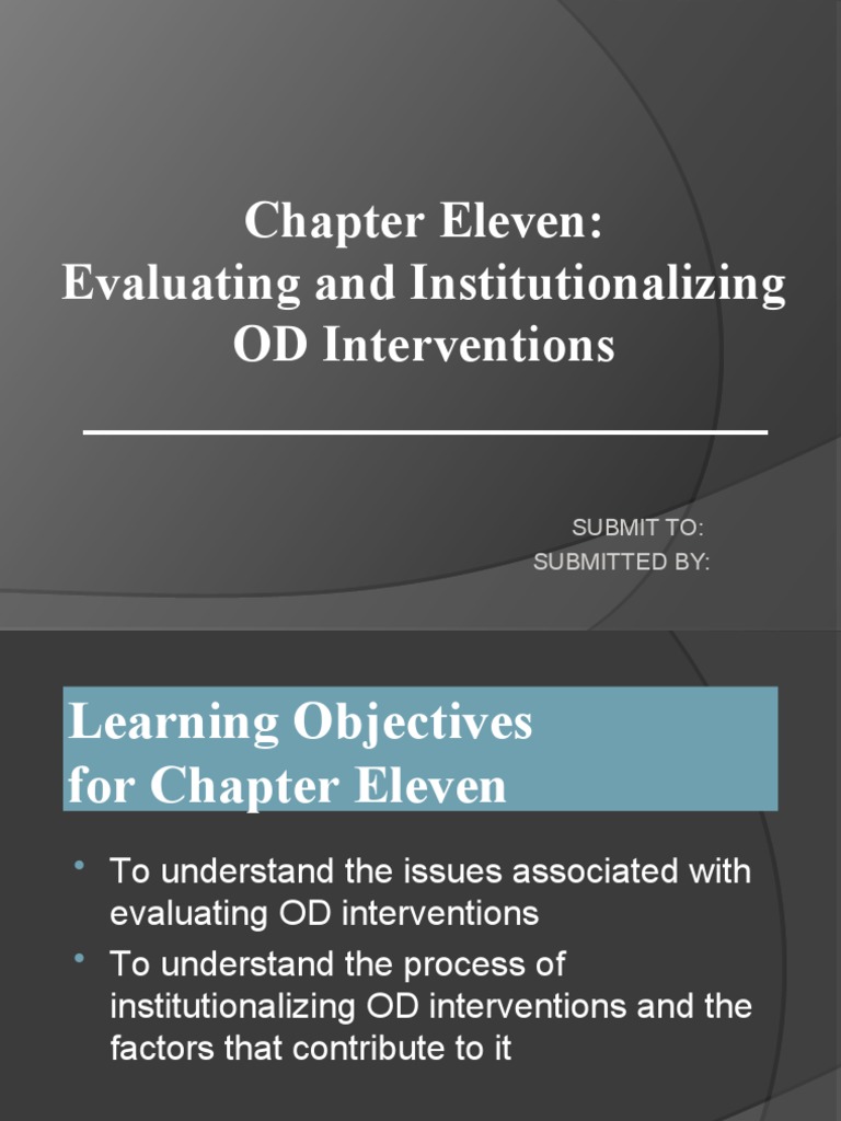 Evaluating and Institutionalizing OD Interventions | PDF | Evaluation ...