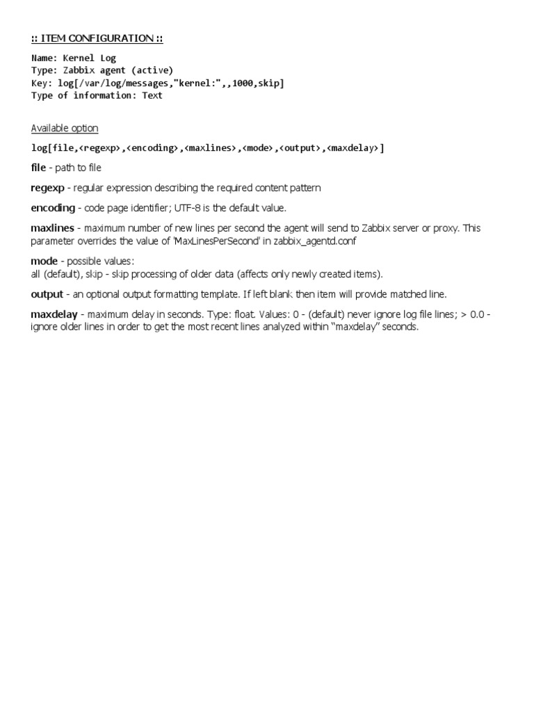 Zabbix Log Monitoring | PDF | Kernel (Operating System) | Computer File