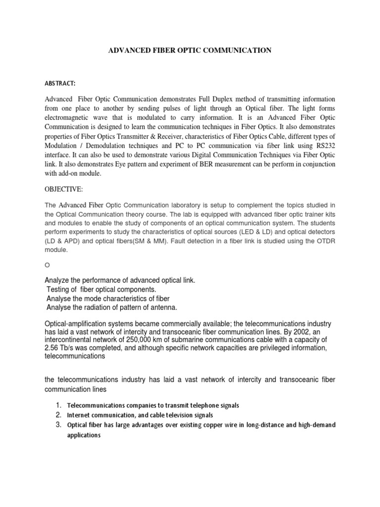 Advanced Fiber Optic Communication | PDF | Telecommunication | Modulation