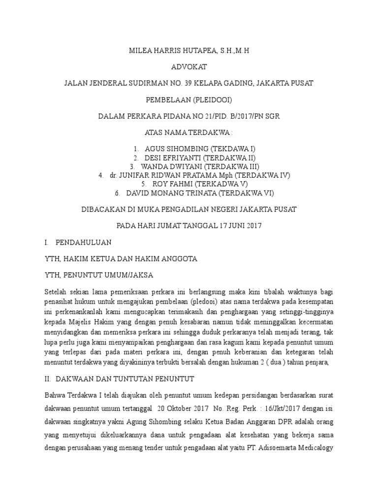 Nota Pembelaan | PDF