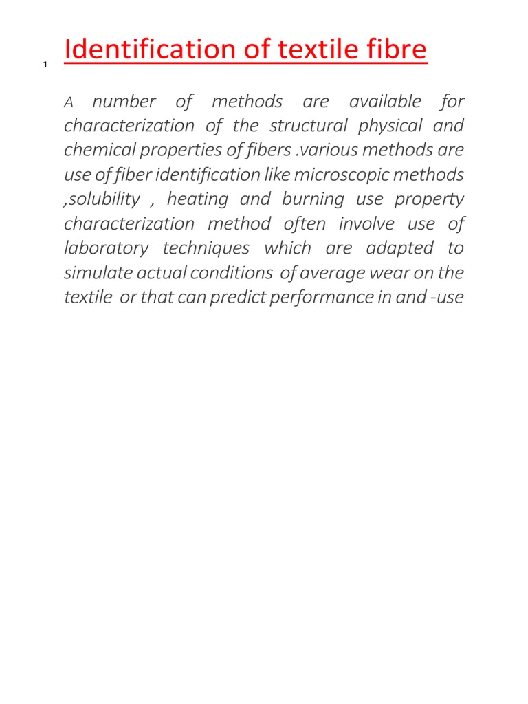Textile Fiber Identification Methods | PDF | Science & Mathematics ...
