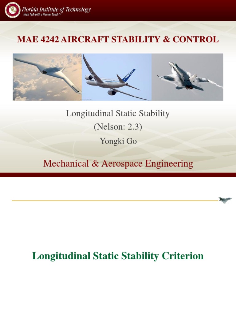 MAE4242 - Ch03 - Longitudinal Static Stability PDF | PDF | Aircraft | Flight