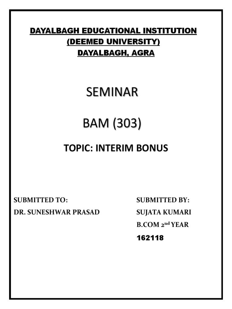 Seminar: Topic: Interim Bonus | PDF