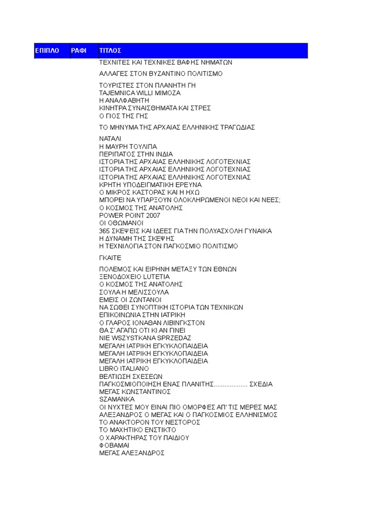 Δημοτική Βιβλιοθήκλη Ερμιόνης-Λιστα Βιβλίων | PDF
