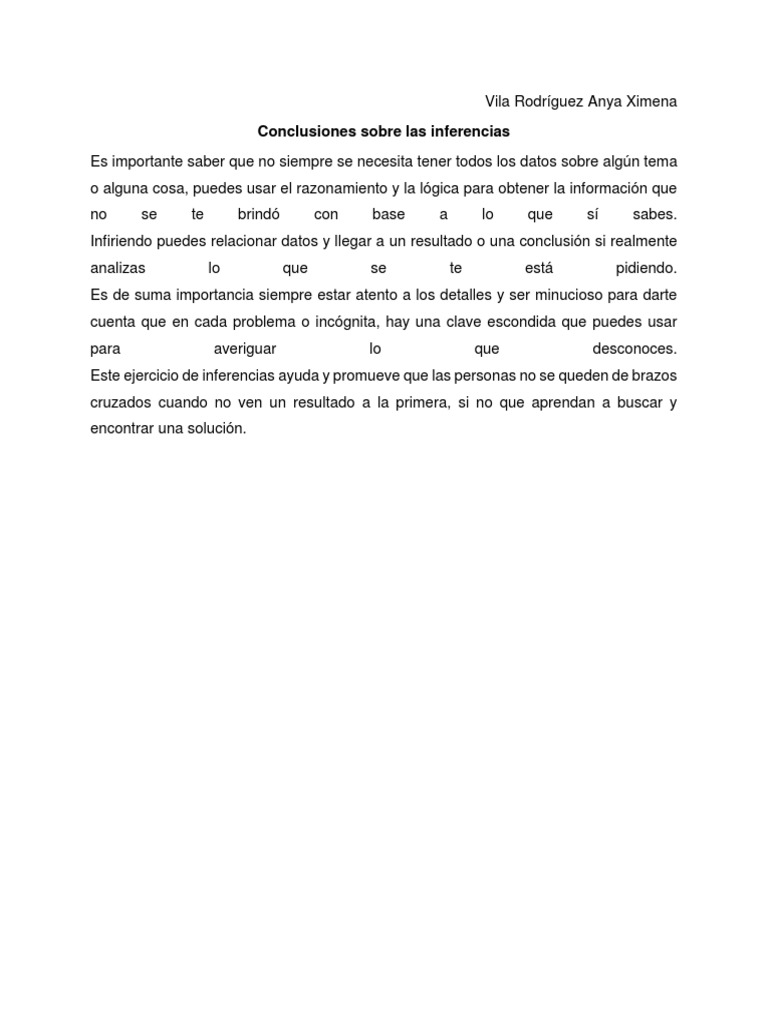 Conclusiones Sobre Las Inferencias | PDF