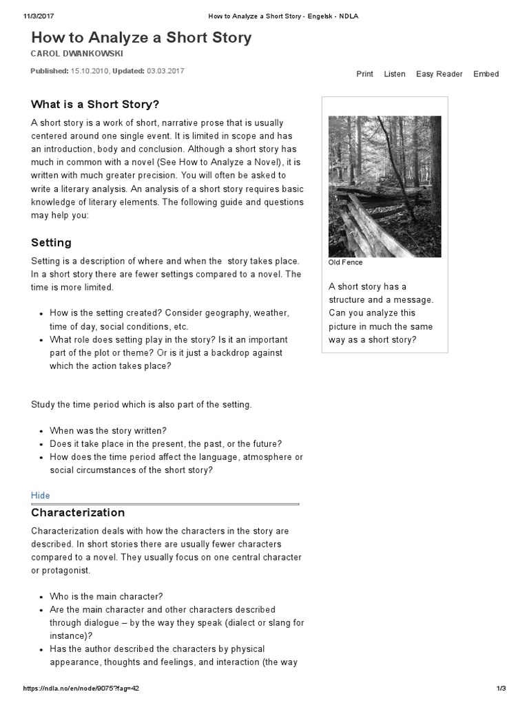 Analyzing Short Stories: A Guide | PDF | Plot (Narrative) | Narration