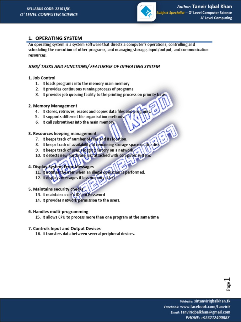 Operating System: Jobs/ Tasks and Functions/ Featurese of Operating ...