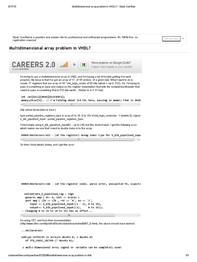 Multidimensional Array Problem in VHDL - Stack Overflow | PDF | Array Data Type | Array Data ...