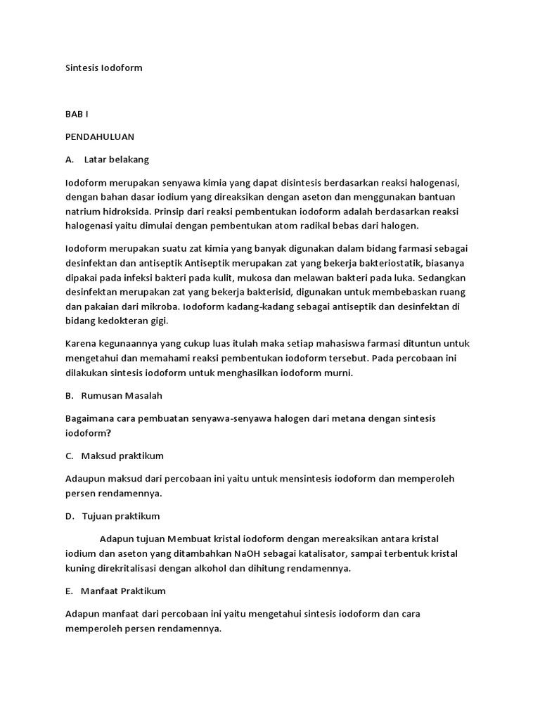 Contoh Sintesis Iodoform | PDF