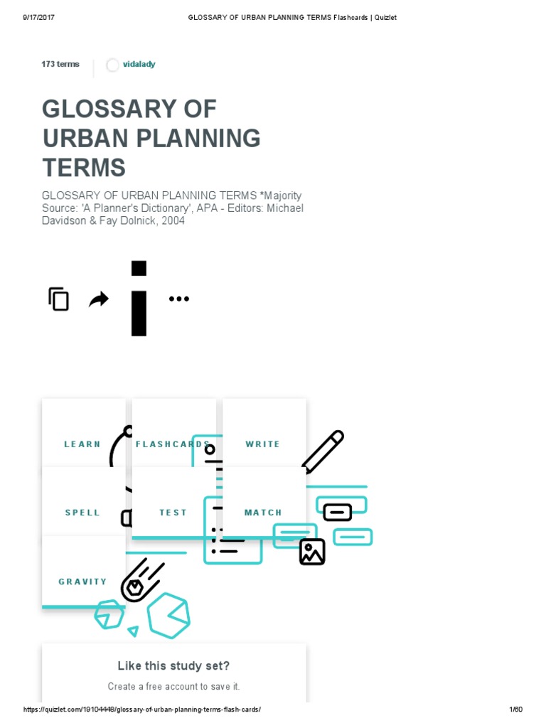 Glossary of Urban Planning Terms Flashcards - Quizlet | PDF | Public ...