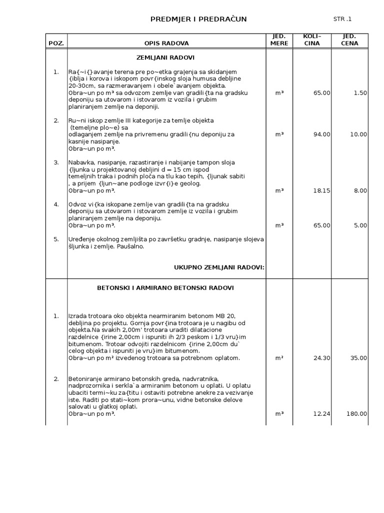 G Predmjer I Predracun | PDF