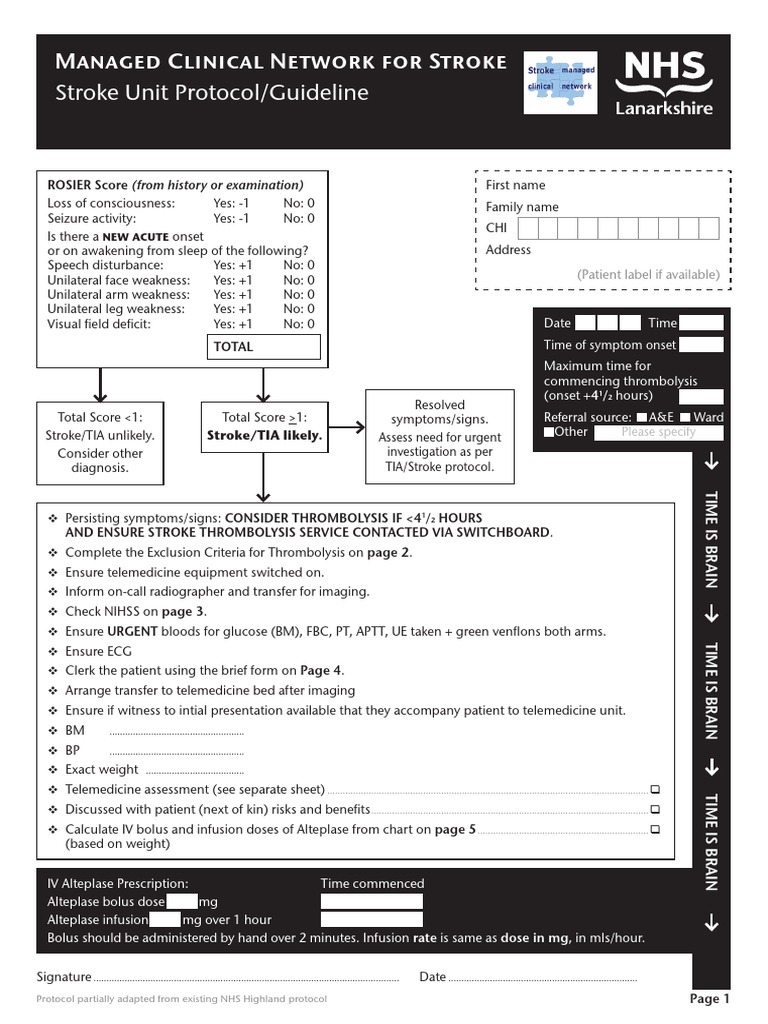 Managed Clinical Network For Stroke Stroke Unit Protocol/Guideline ...