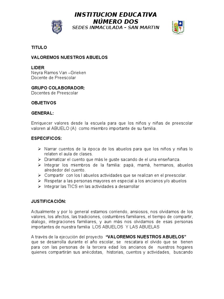 Actividades para Valorar a los Abuelos | PDF | Vejez | Educación de la ...