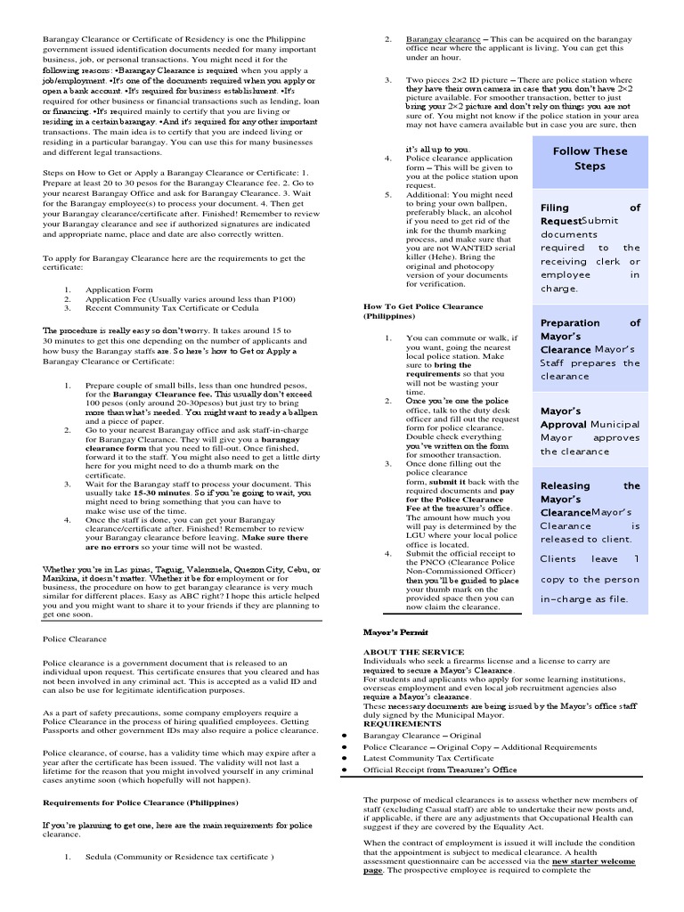 Barangay Clearance or Certificate of Residency Is One The Philippine ...