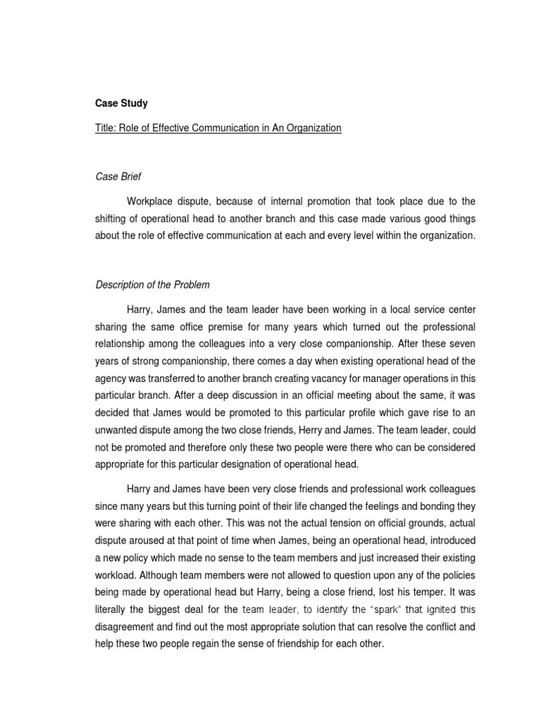 Case Study Communication | Download Free PDF | Conflict (Process) | Mediation