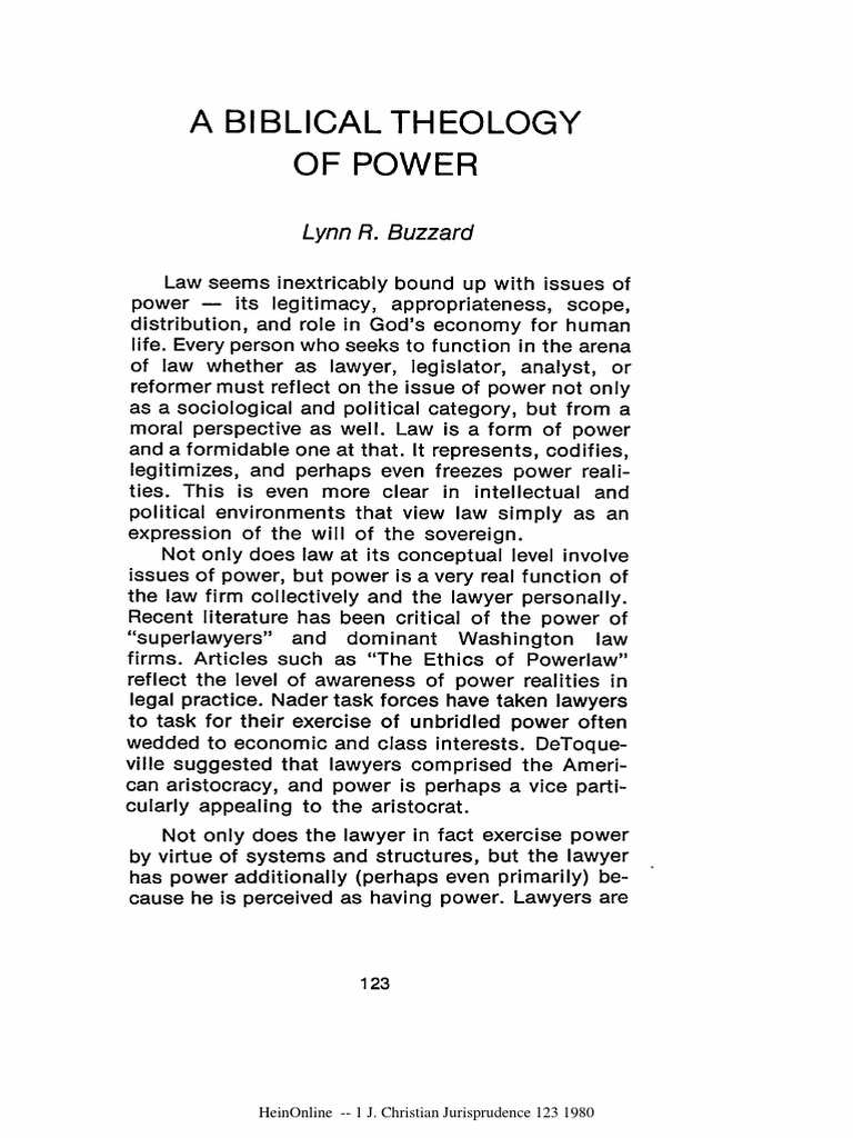 Biblical Theology of Power in Law | PDF | Jurisprudence | God In ...