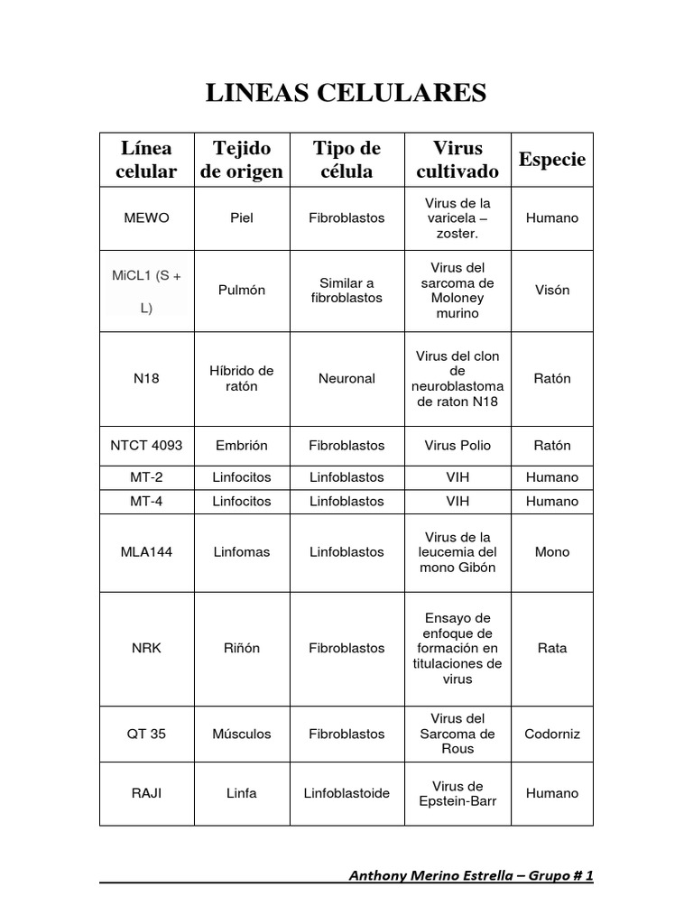 Lineas Celulares | Virus | Microbiología