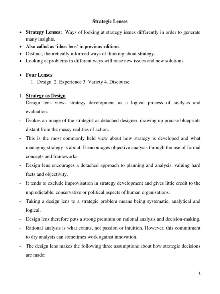 Strategic Lenses | Strategic Management | Rationality