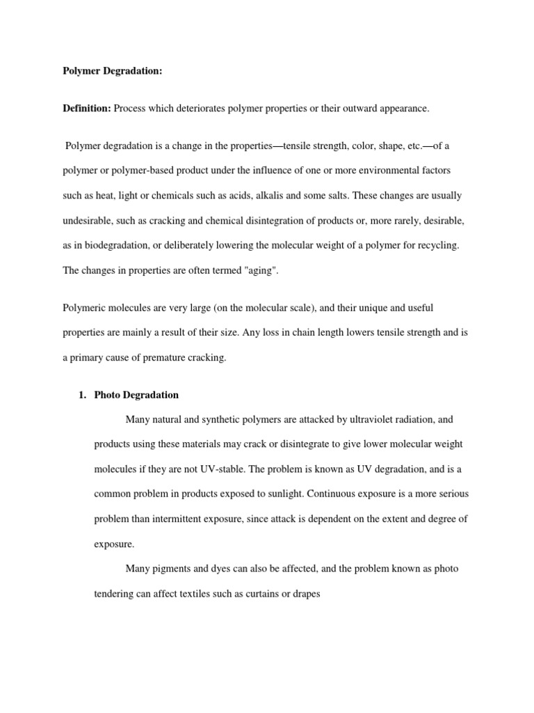 Polymer Degradation | PDF | Polymers | Polymer Chemistry