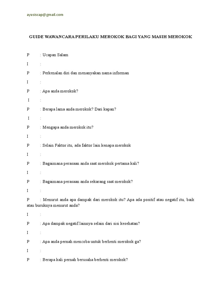 Guide Wawancara Perilaku Merokok | PDF