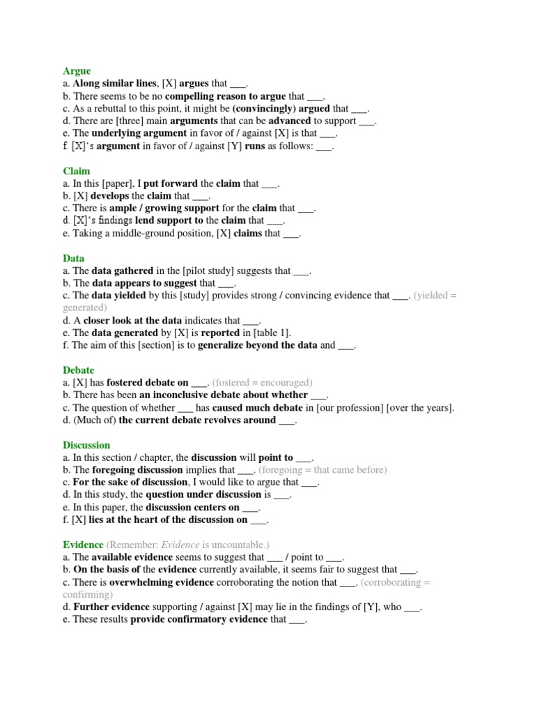 70 Useful Sentences For Academic Writing | PDF | Argument ...