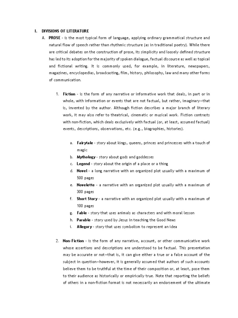 Divisions of Literature | PDF | Lyric Poetry | Non Fiction