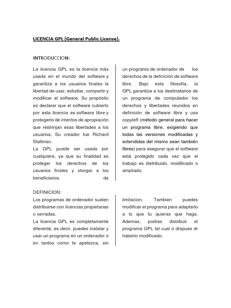 Licencia GPL | PDF | Software libre | Software