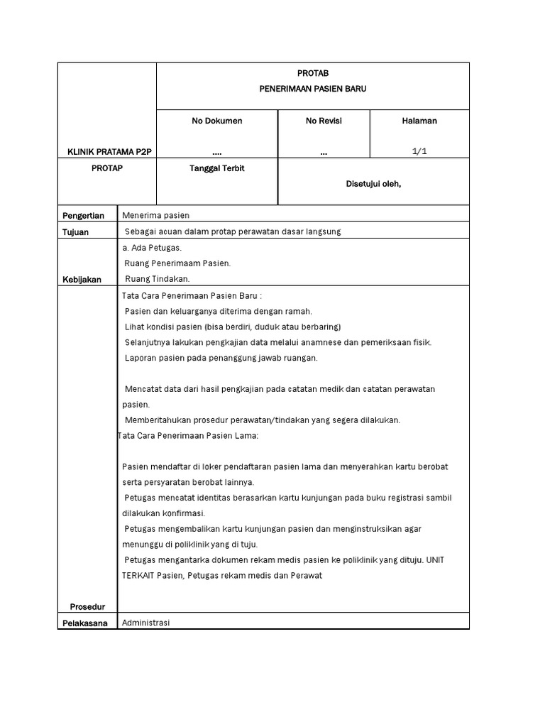 Sop Klinik Pratama P2P | PDF