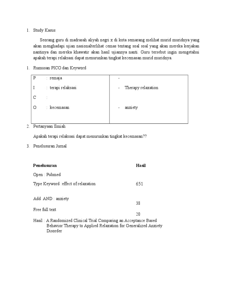 Pico | PDF | Cognitive Behavioral Therapy | Generalized Anxiety Disorder