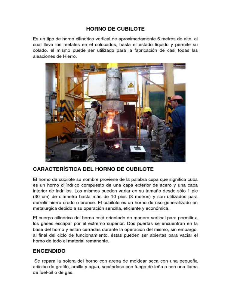Horno de Cubilote | PDF | Arrabio | Alto horno