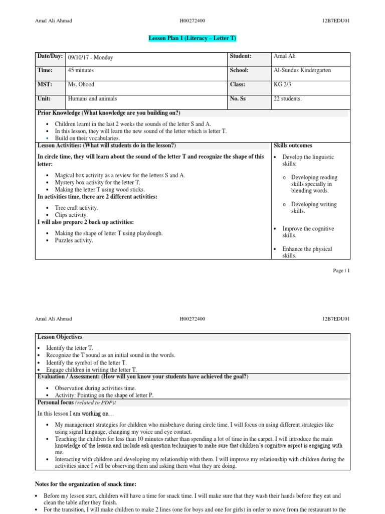 lesson plan | Educational Assessment | Lesson Plan