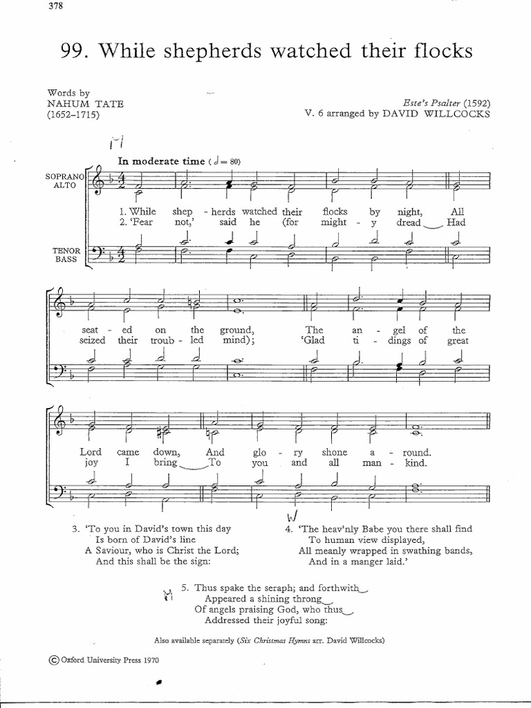 While Shepherds Watched. | Vocal Music | Choral Music