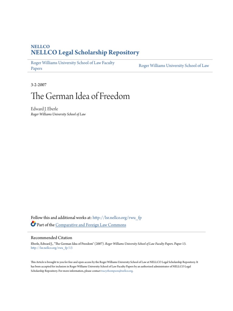 The German Idea of Freedom | PDF | Immanuel Kant | Dignity