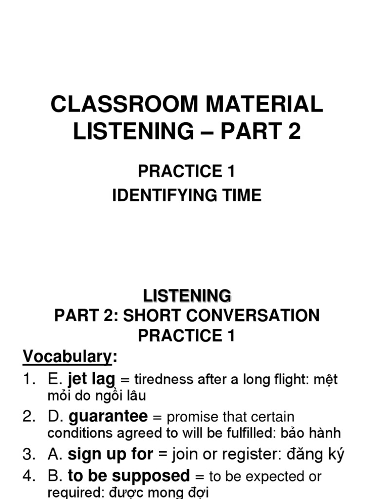 Practice 1 - Listening Identifying Time | PDF | Leisure