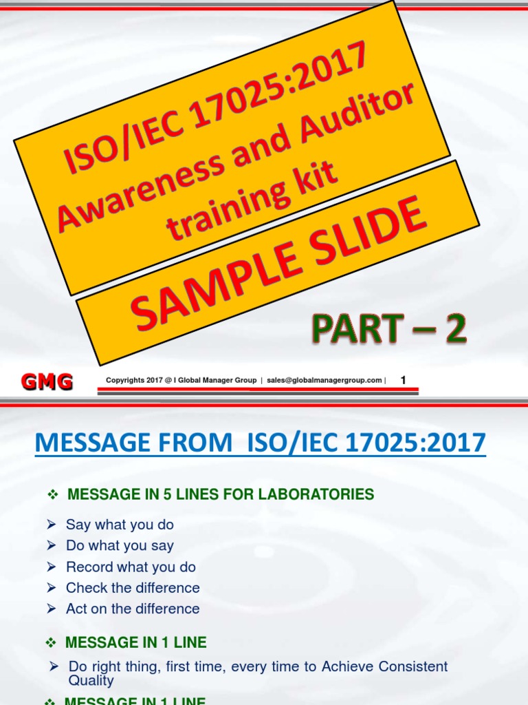 ISO/IEC 17025:2017 Awareness and Auditor Training | PDF | Risk ...