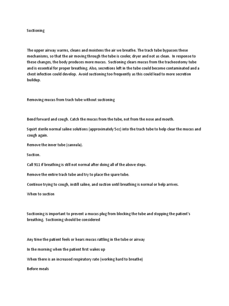 Suctioning | PDF | Mucus | Respiratory Tract