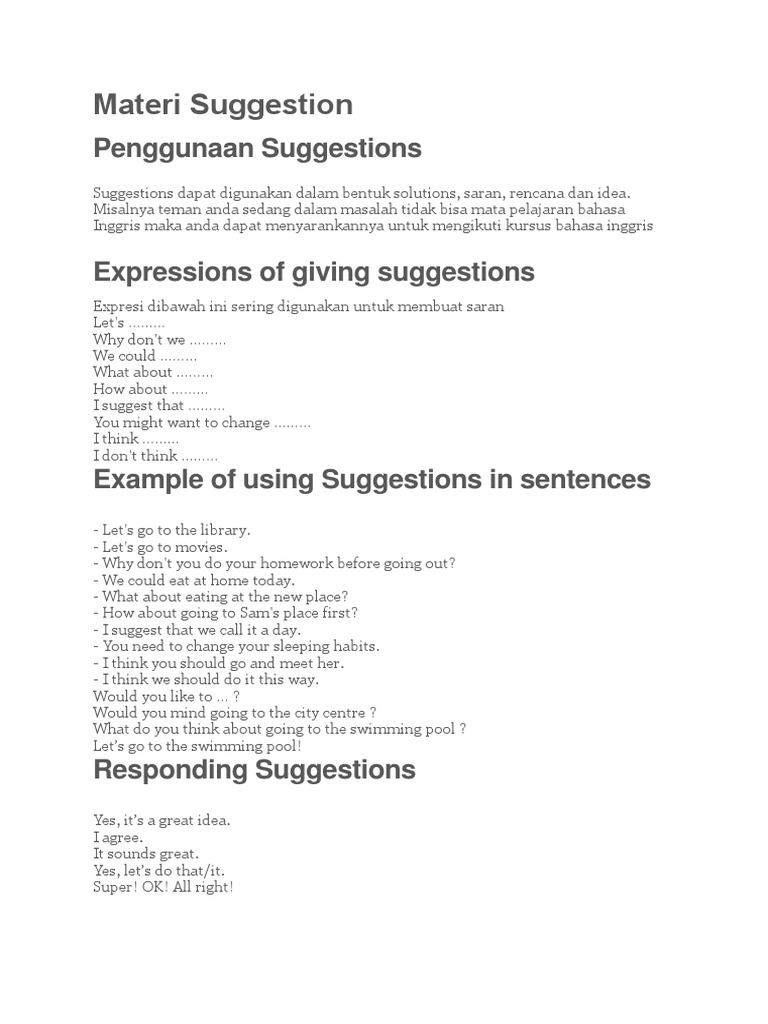 Materi Suggestion: Penggunaan Suggestions | PDF | Career & Growth