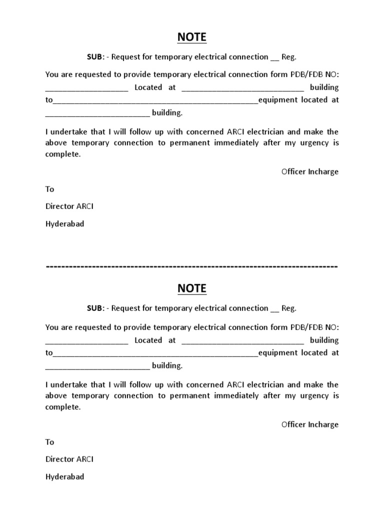 Temporary Electrical Connection Reg | PDF