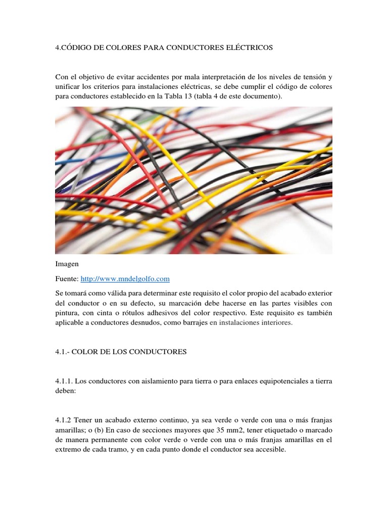 Código de Colores para Conductores Eléctricos | Descargar gratis PDF ...