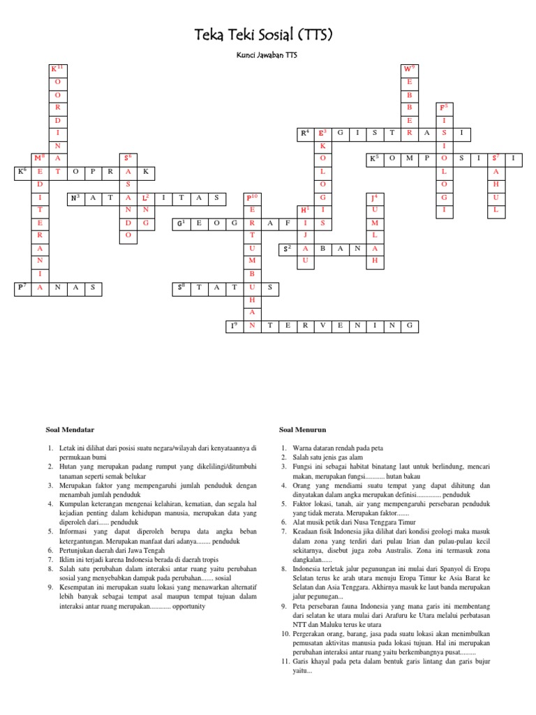 Contoh Soal TTS Teka Teki Silang Ips SMP | PDF