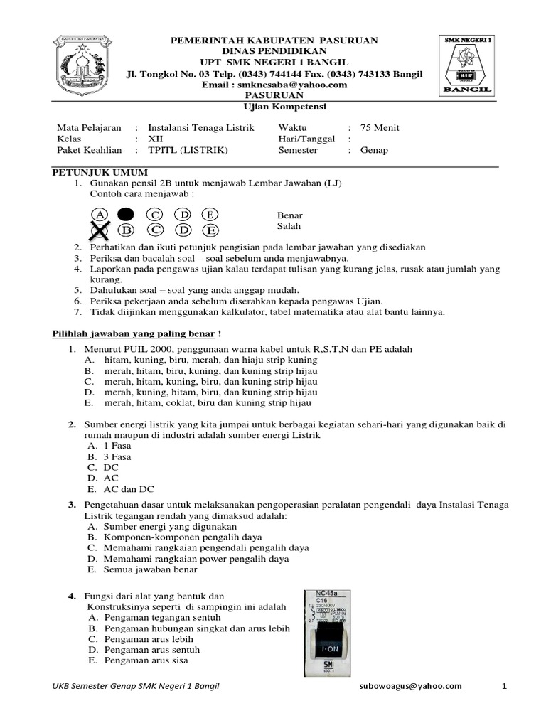 Soal Instalsi Tenaga Listrik 1 | PDF
