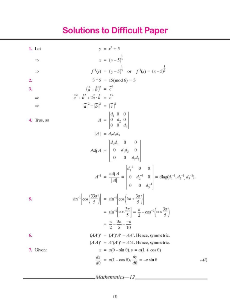 EAD Sample Paper 12 (DIFFICULT) Solution | PDF