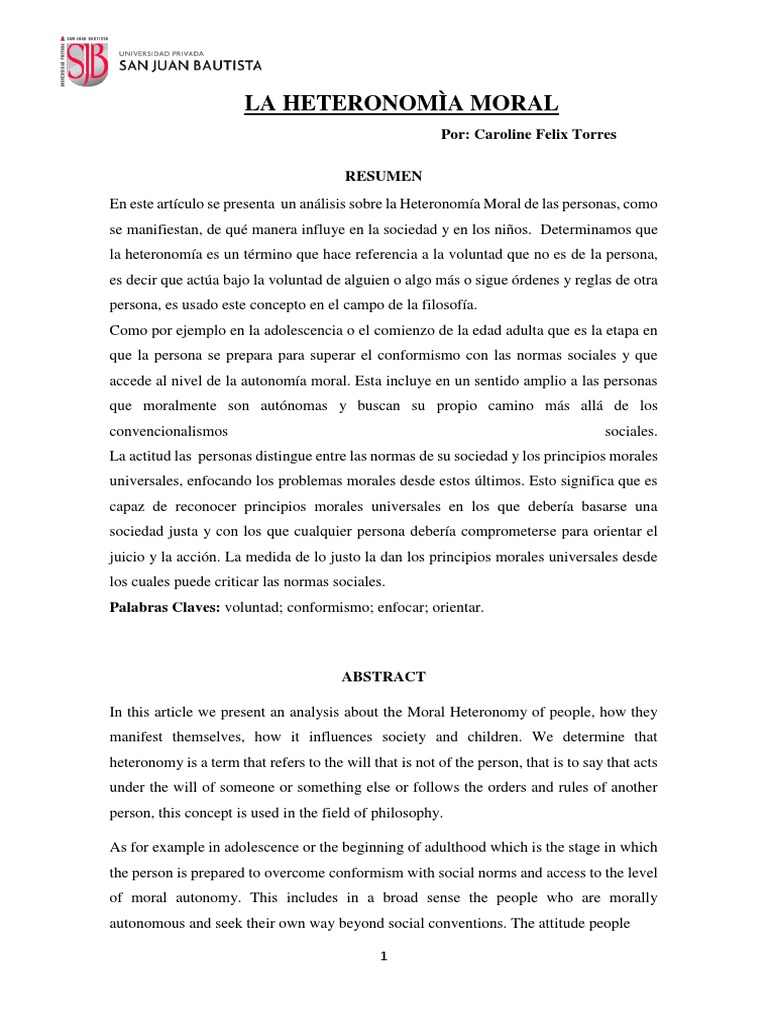 La Heteronomía Moral